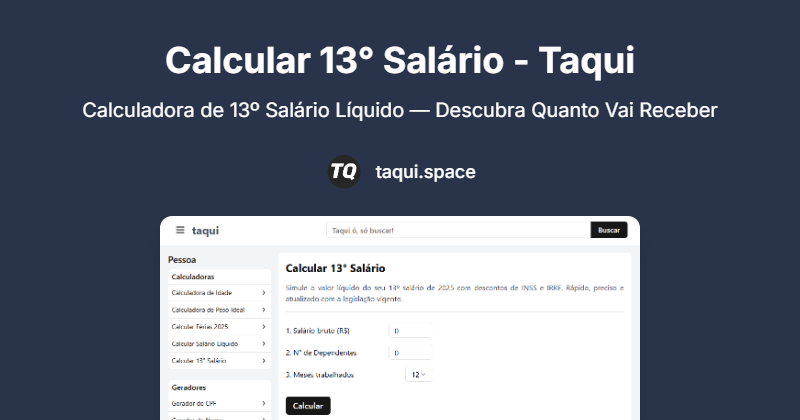 Calculadora de 13º Salário Líquido — Descubra Quanto Vai Receber
