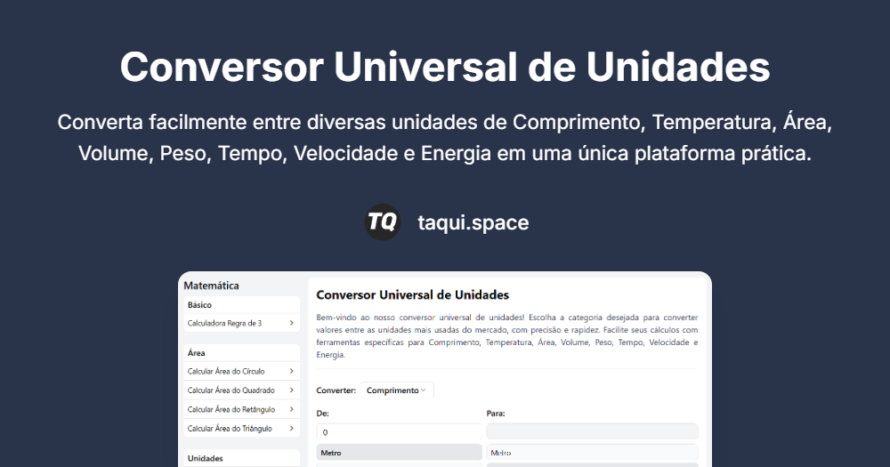 Conversor Universal de Unidades — Comprimento, Temperatura, Área ...