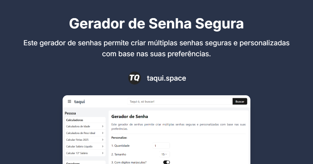 Gerador de Senhas Fortes — Crie Senhas Aleatórias, Seguras e Personalizadas