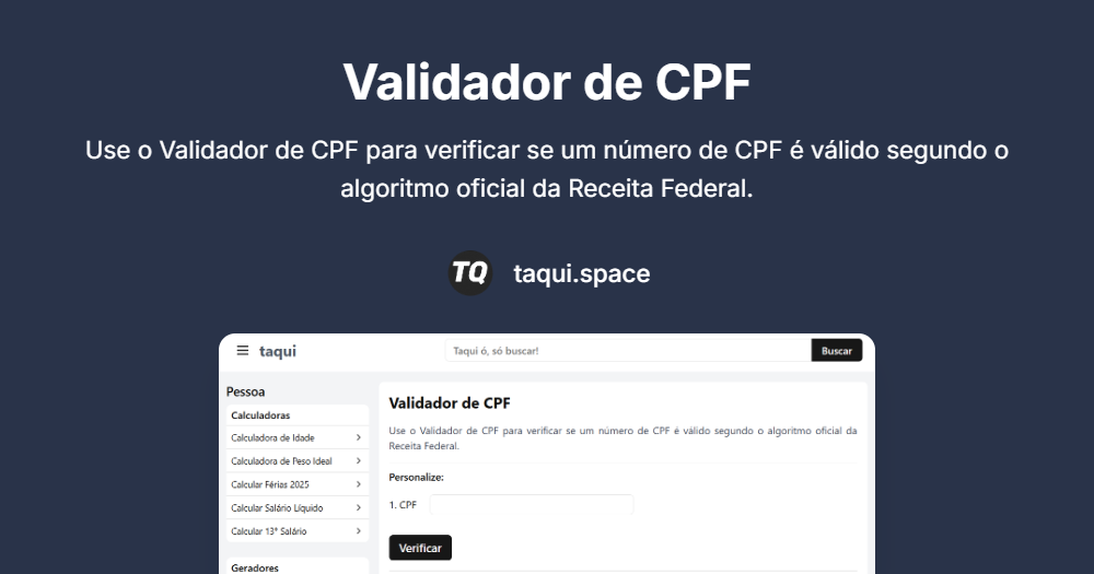 Validador de CPF Online — Verifique Números de CPF em Segundos